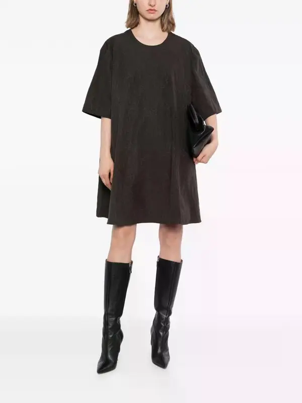 JNBY Floral Embroidered Round Neck Dress - Brown