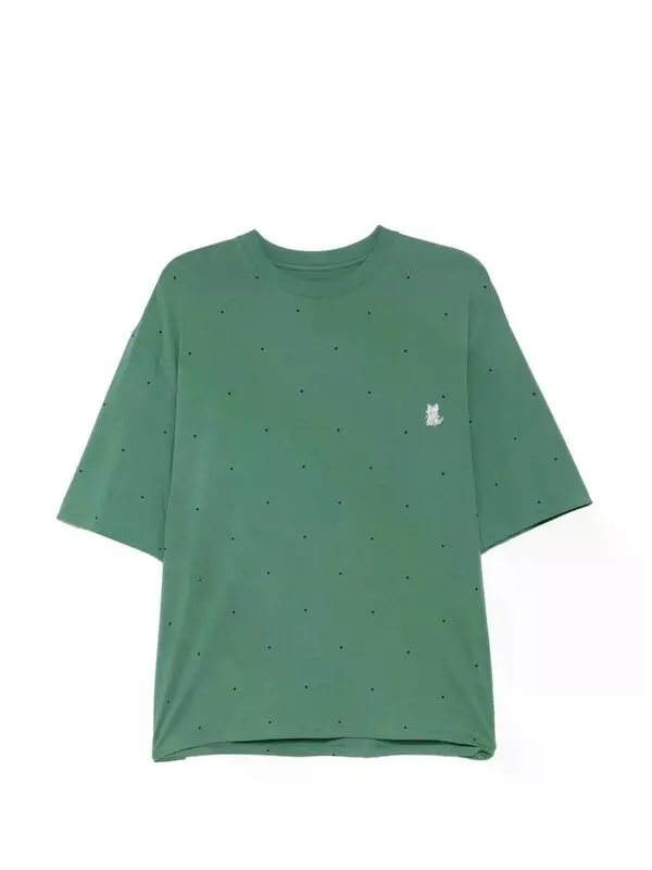 CROQUIS Polka-dot Embroidery T-shirt - Green