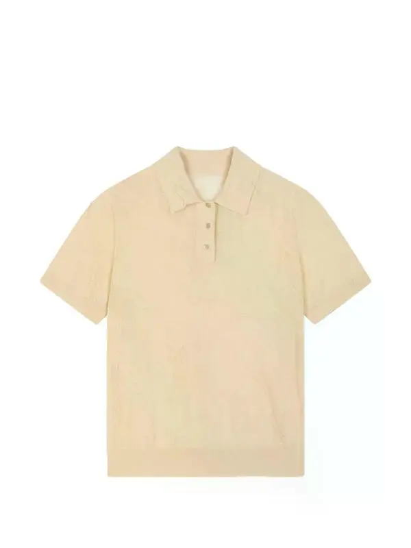 JNBY Jacquard-knit Short-sleeve Polo Top - Neutrals