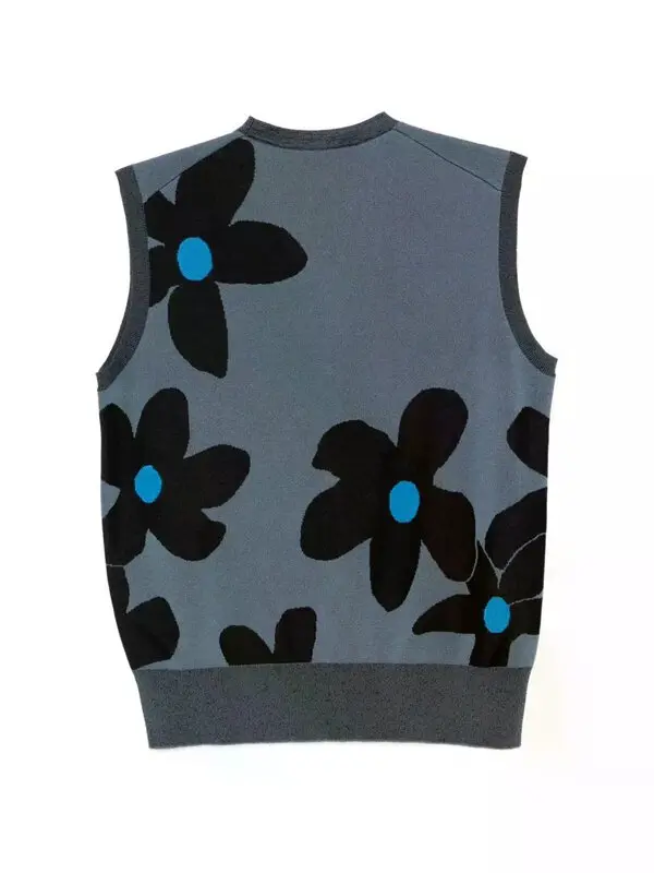 LESS Floral Intarsia V-neck Cardigan