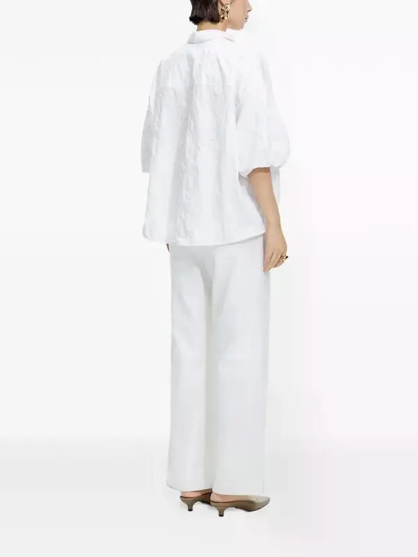 JNBY Puff Sleeve Floral Embroidered Blouse