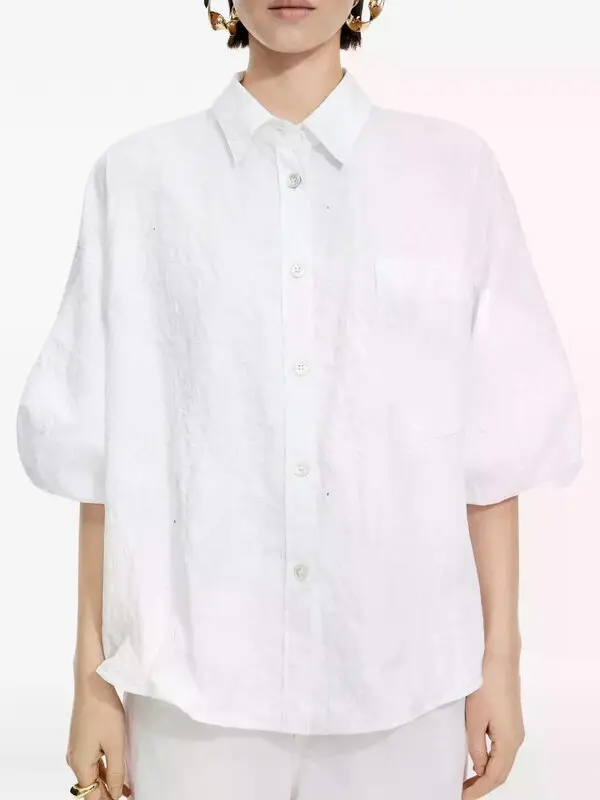 JNBY Puff Sleeve Floral Embroidered Blouse