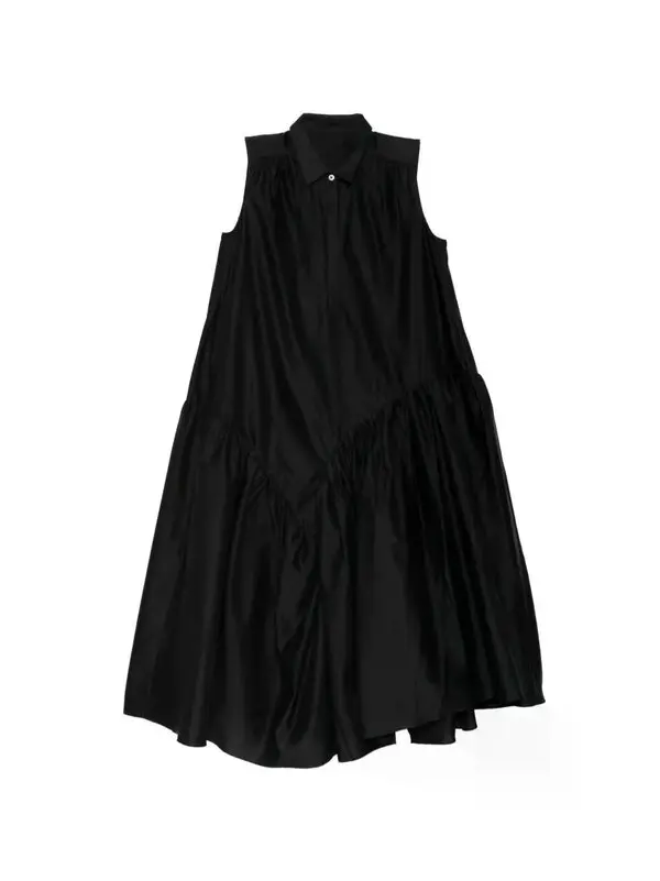 JNBY Sleeveless Gathered Midi Dress With Classic Collar - Black