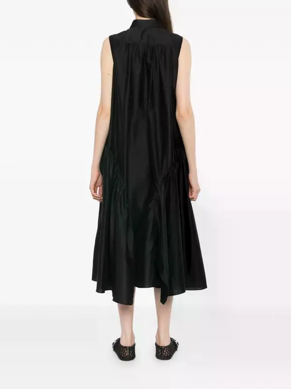 JNBY Sleeveless Gathered Midi Dress With Classic Collar - Black