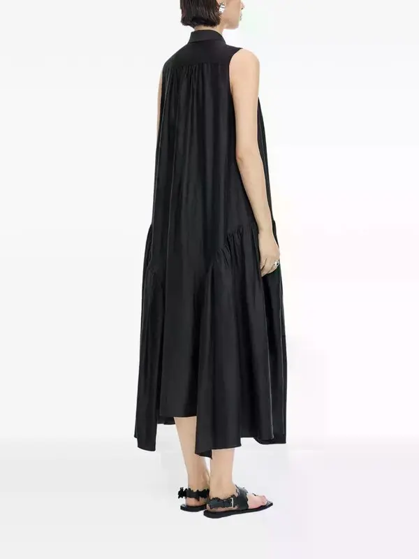 JNBY Sleeveless Gathered Midi Dress With Classic Collar - Black