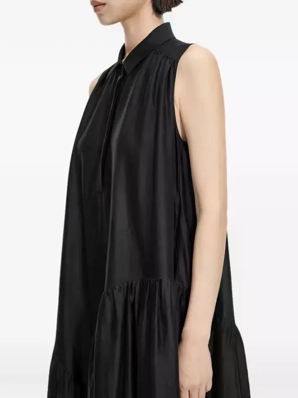 JNBY Sleeveless Gathered Midi Dress With Classic Collar - Black