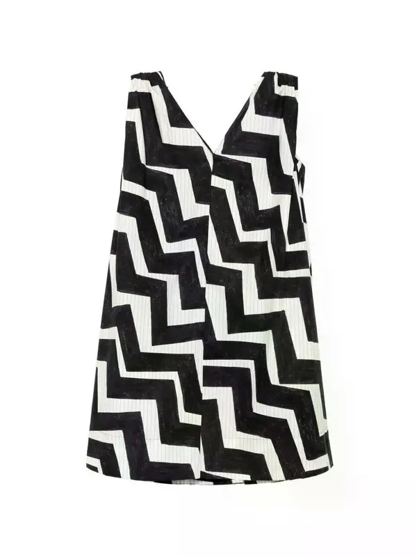 JNBY Chevron Print V-neck A-line Dress - Black