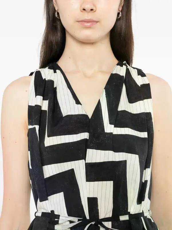 JNBY Chevron Print V-neck A-line Dress - Black