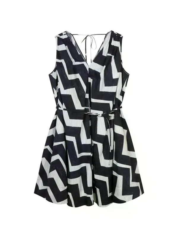 JNBY Chevron Print V-neck A-line Dress - Monochrome