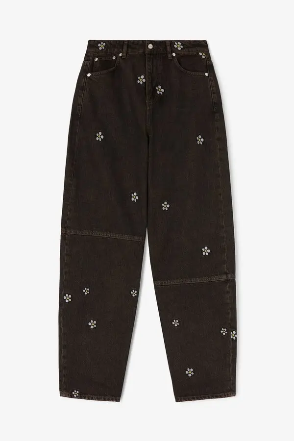 GANNI Stary Daisy Duck Jeans - Brown