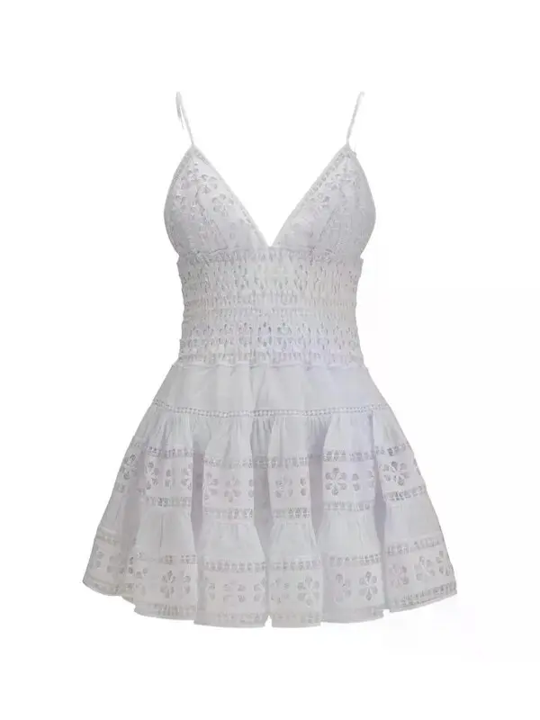 Charo Ruiz Ibiza Isca Floral-embroidered-lace Dress - White