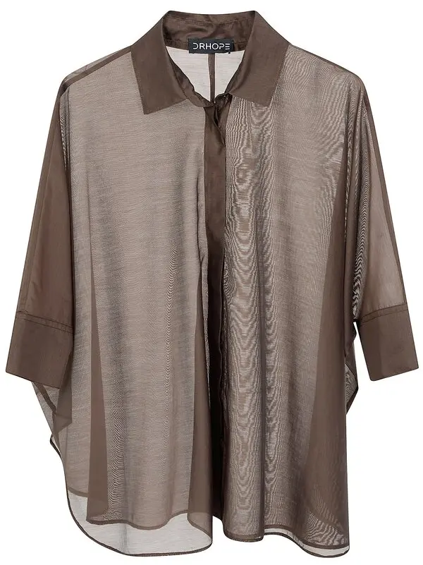 DRHOPE Oversized Shirt With Classic Collar And Button Closure