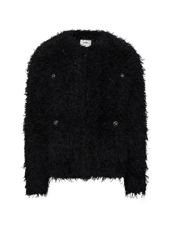 DOUBLET Straw-tweed-knit Cardigan - Black