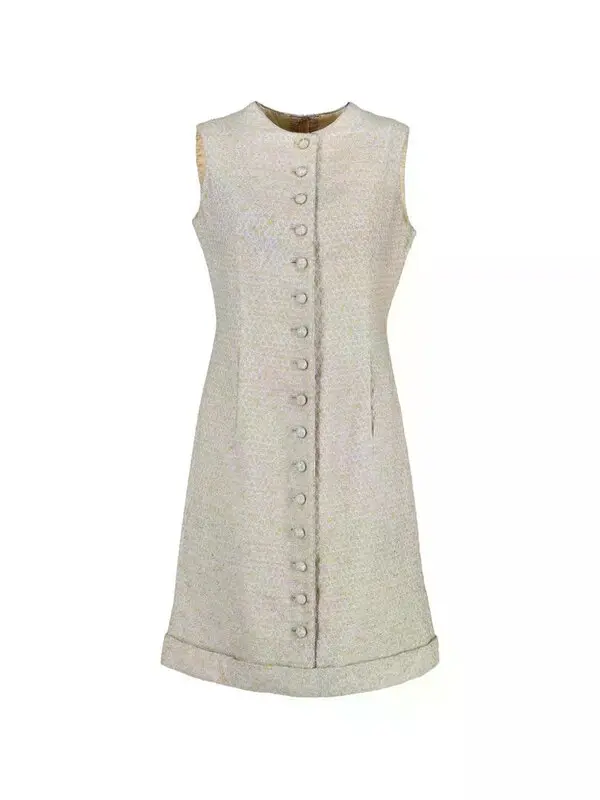 HARRY HALGO Sleeveless Button-front Dress With Textured Finish