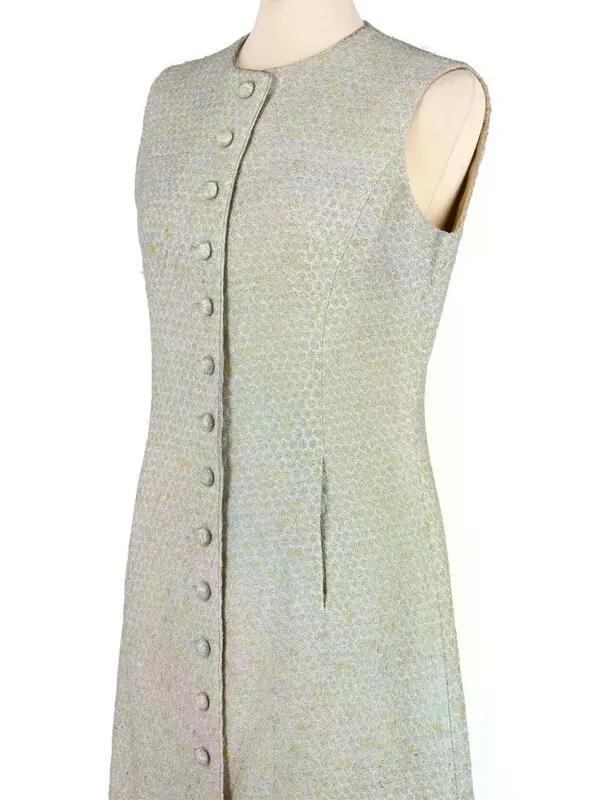 HARRY HALGO Sleeveless Button-front Dress With Textured Finish