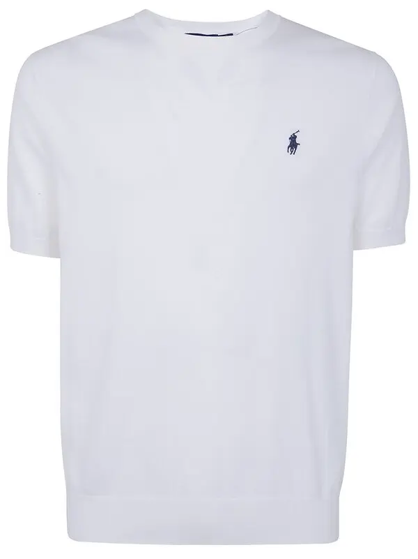 Polo Ralph Lauren Short Sleeve Knit Round Neck Sweater - White