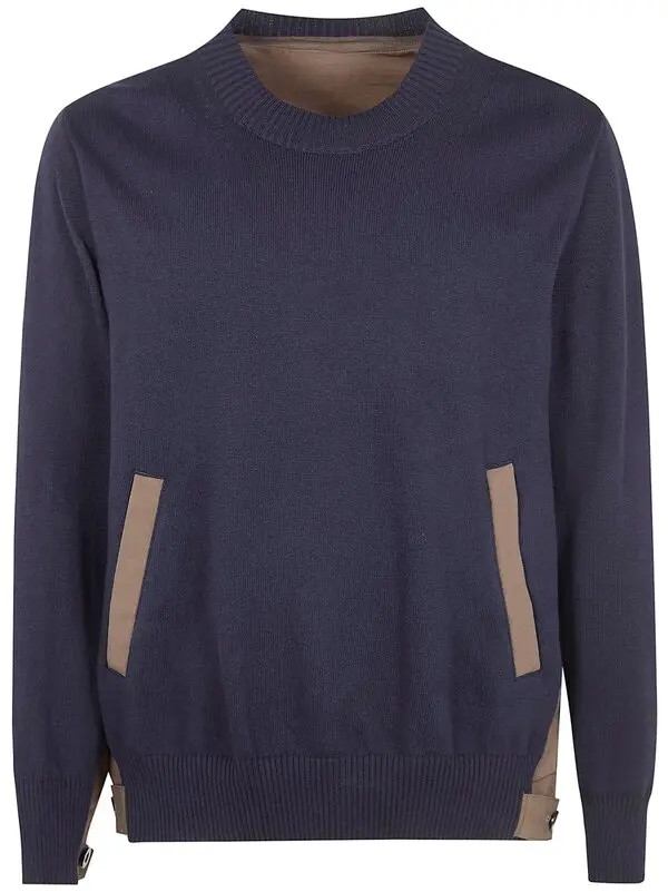Sacai Cotton Typewriter X Knit Pullover - Blue