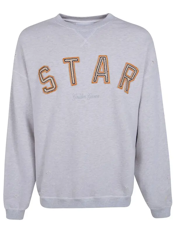 GOLDEN GOOSE Star" Oversize Crewneck Heavy Fleece Sweatshirt - Gray