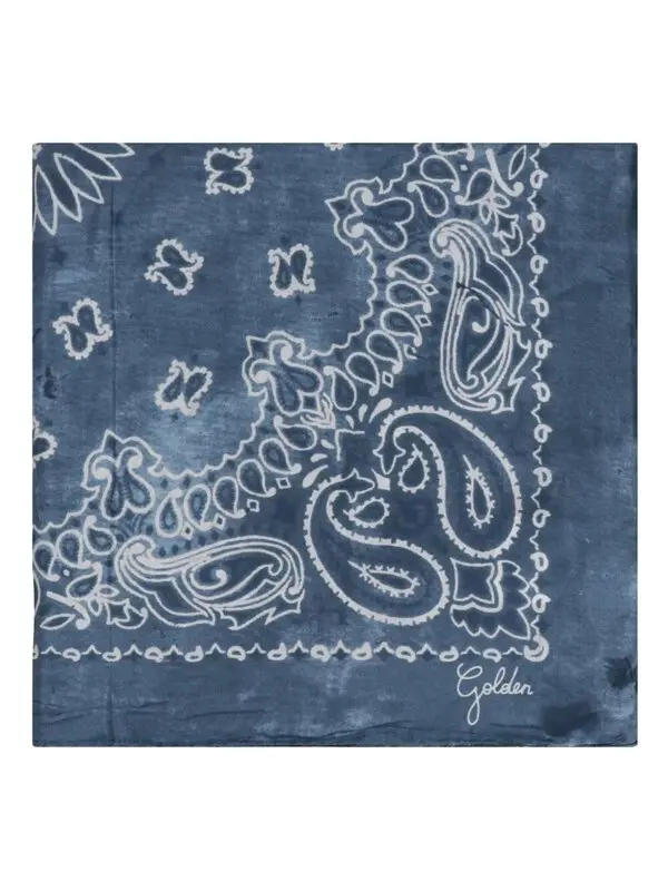 GOLDEN GOOSE Golden Foulard Paisley" Print Silk - Blue