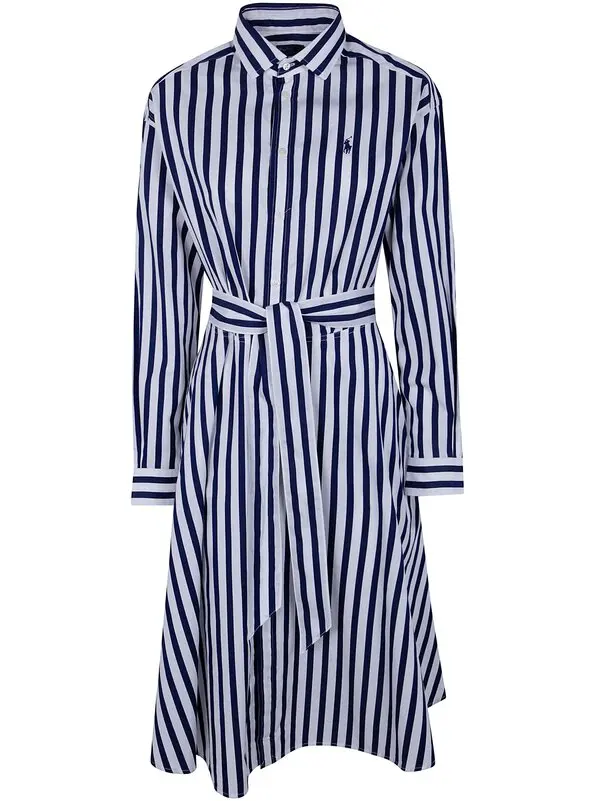 Polo Ralph Lauren Striped Midi Shirt Dress - Blue