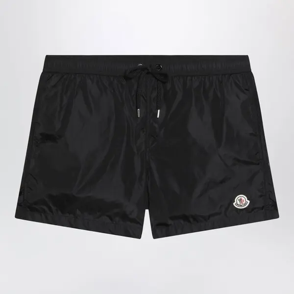 Moncler Swimsuit With Logo Patch - Black