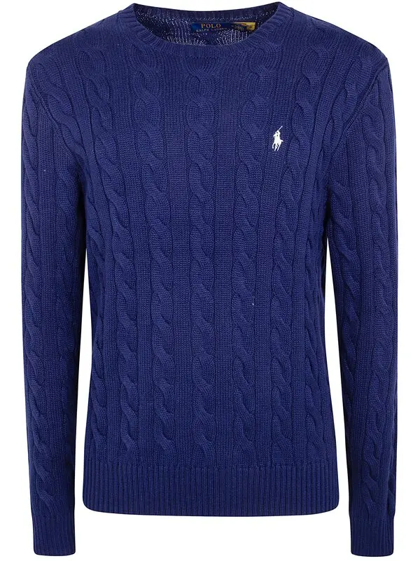 Polo Ralph Lauren Long Sleeve Round Neck Ribbed Sweater - Blue