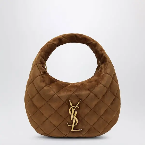 Saint Laurent Quilted Suede Bag - Brown