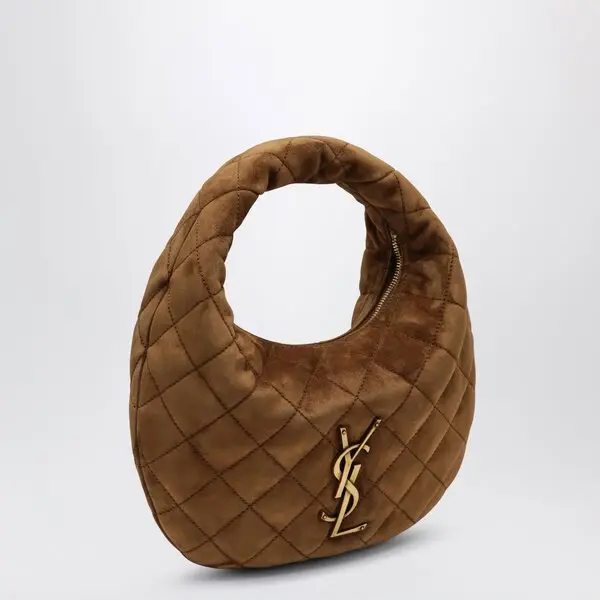Saint Laurent Quilted Suede Bag - Brown