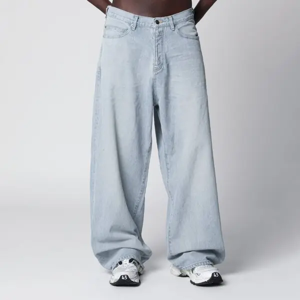 Balenciaga Wide-leg Japanese Denim Jeans - Light Blue