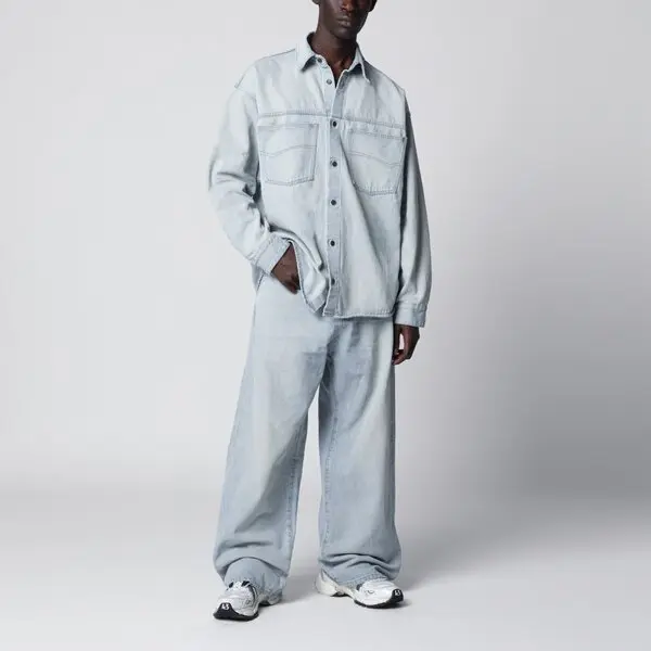 Balenciaga Wide-leg Japanese Denim Jeans - Light Blue