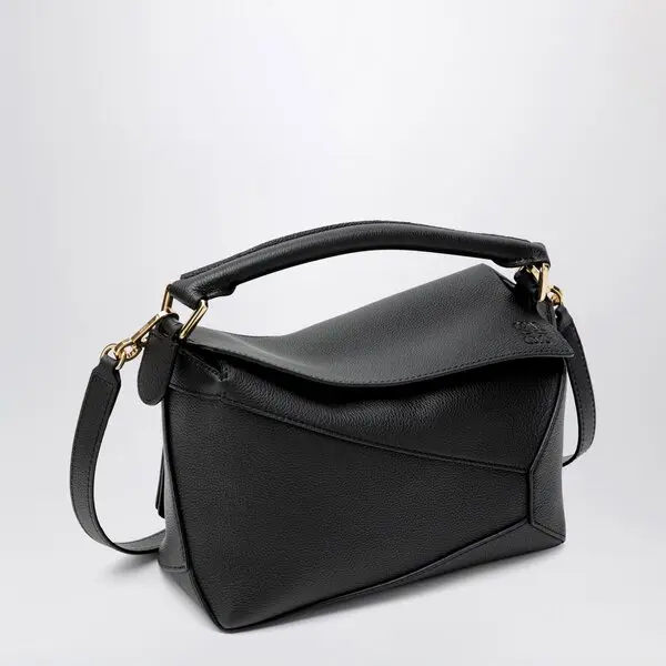 Loewe Small Grained Leather Puzzle Edge Bag - Black