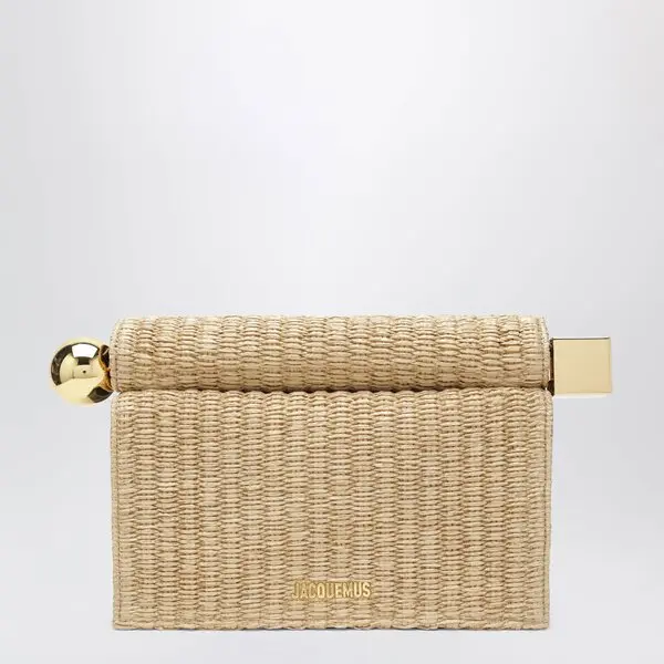 Jacquemus Rond Carré Raffia-effect Woven Clutch - Beige