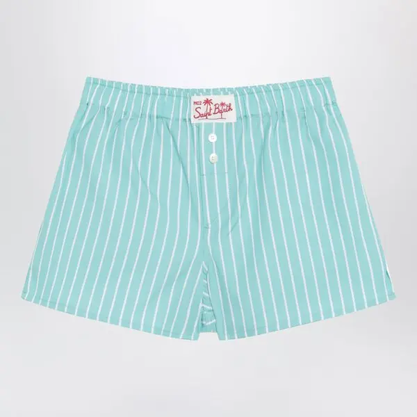 MC2 SAINT BARTH Aqua Striped Cotton Shorts