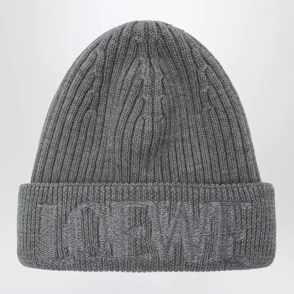 Loewe Wool Beanie With Embroidered Logo - Grey