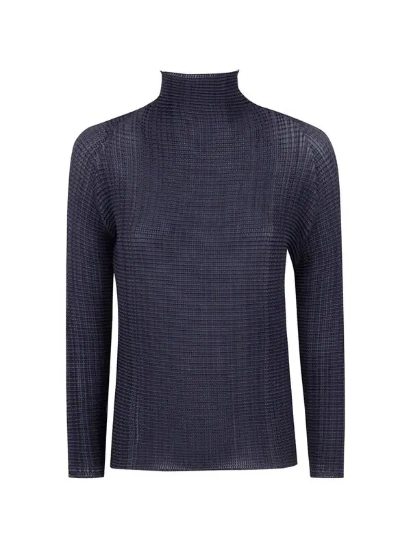 Issey Miyake Wooly Pleats Turtleneck Shirt - Black
