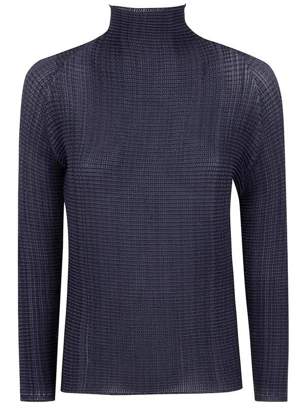 Issey Miyake Wooly Pleats Turtleneck Shirt - Black