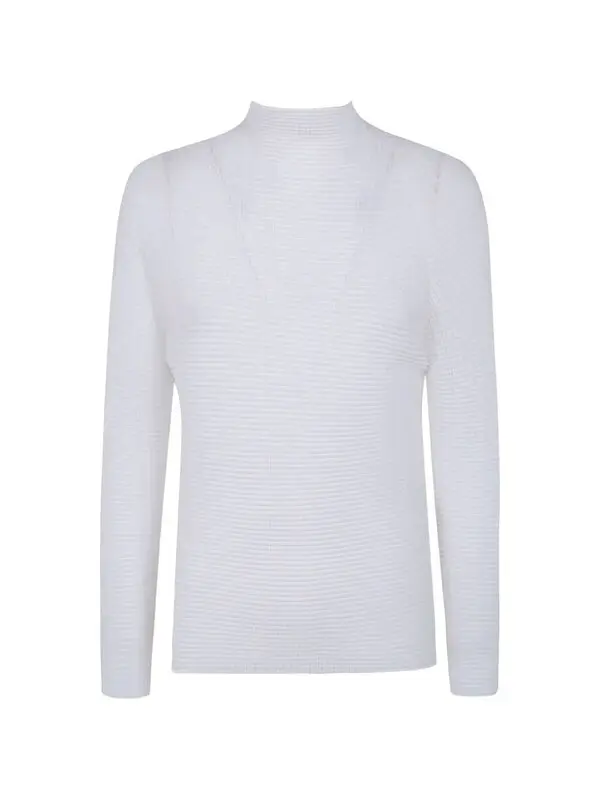 Issey Miyake Wooly Pleats Long Sleeve Shirt - White