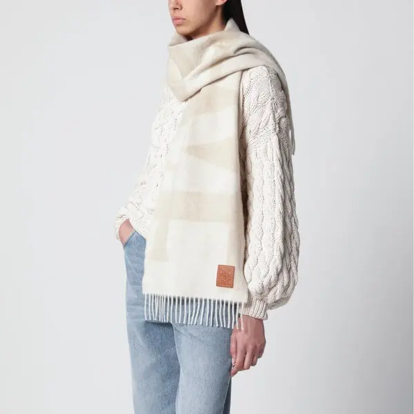 Loewe Two-tone Jacquard Cashmere Scarf - Beige