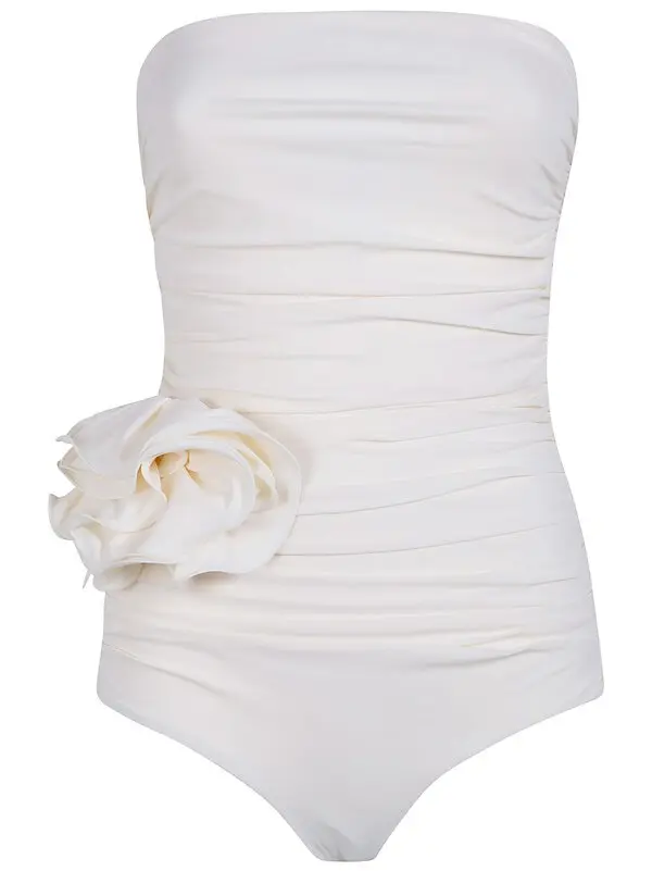 Magda Butrym One-piece Swimsuit With Floral Detail - Beige