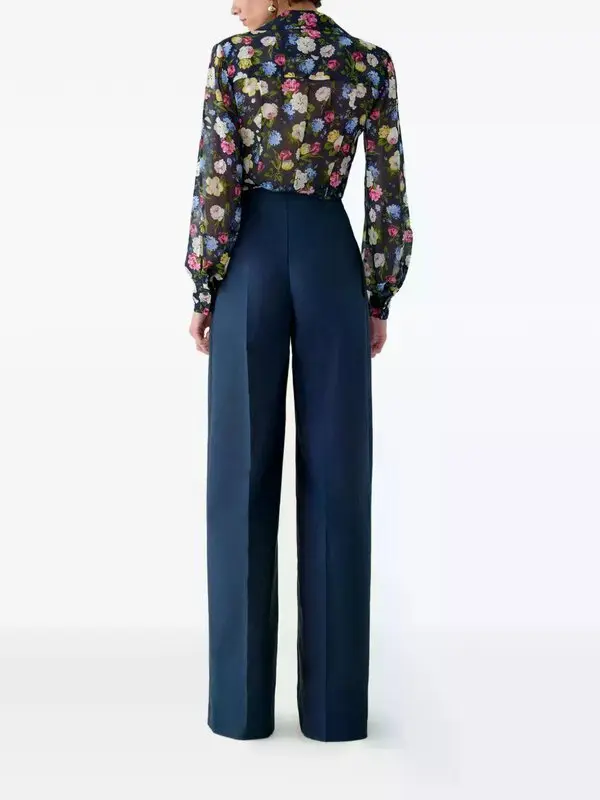 Carolina Herrera Floral Print Silk Chiffon Shirt