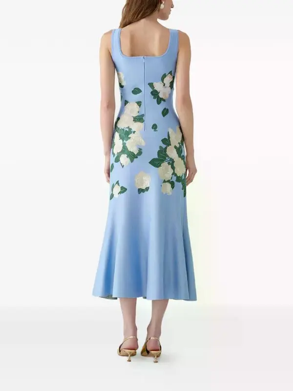 Carolina Herrera Floral Jacquard-knit Midi Dress