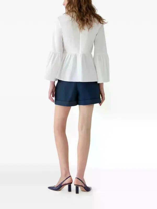 Carolina Herrera Floral Embroidered Bell Sleeve Top