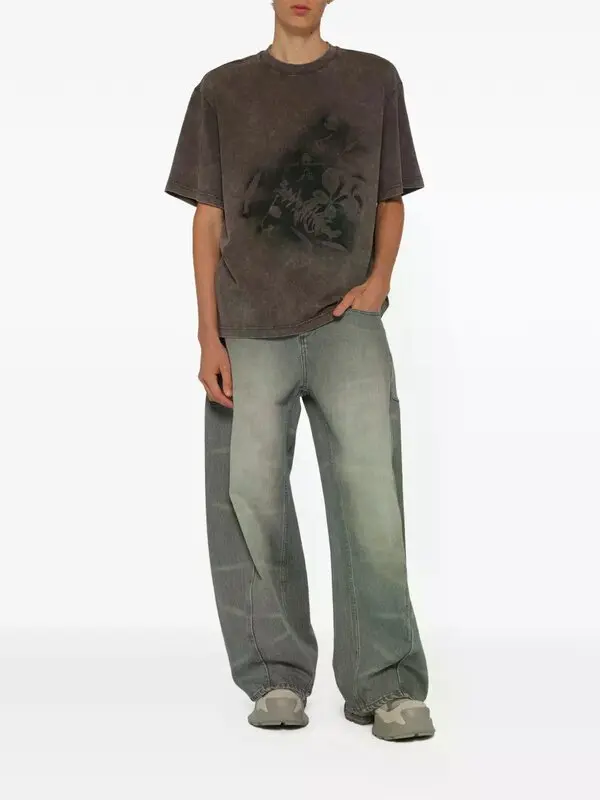FENG CHEN WANG Spray-painted Plant-motif T-shirt