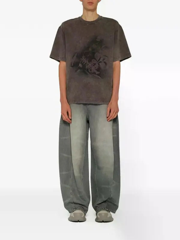 FENG CHEN WANG Spray-painted Plant-motif T-shirt
