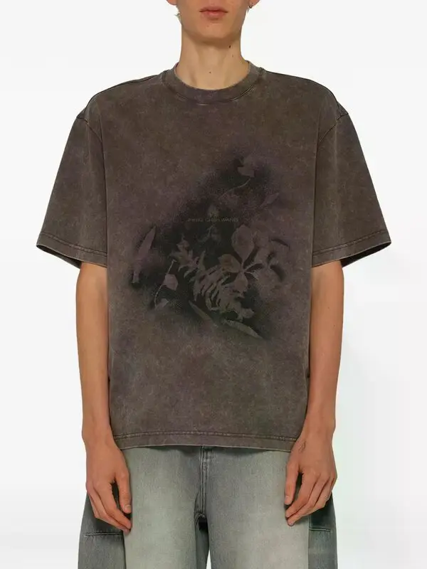 FENG CHEN WANG Spray-painted Plant-motif T-shirt