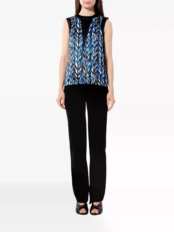 Balenciaga Abstract Print High Neck Sleeveless Blouse