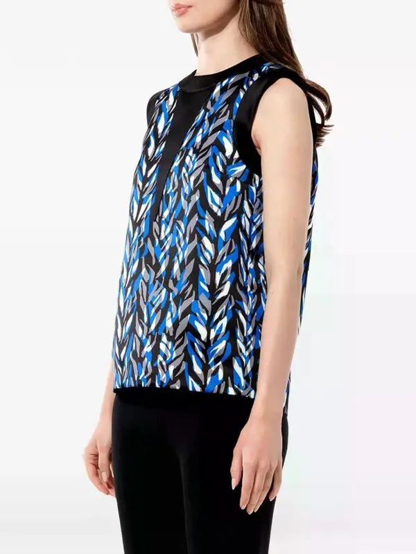 Balenciaga Abstract Print High Neck Sleeveless Blouse