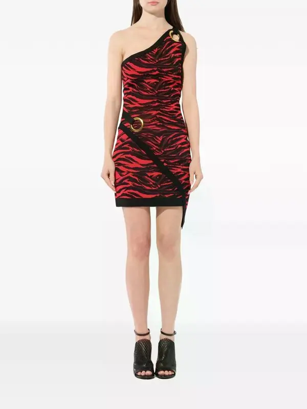 Balmain Tiger Print One-shoulder Dress