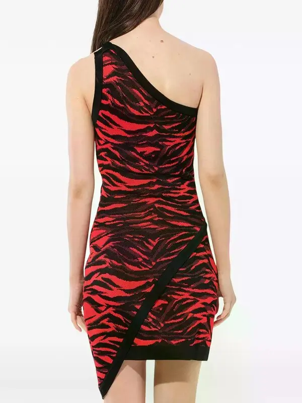Balmain Tiger Print One-shoulder Dress