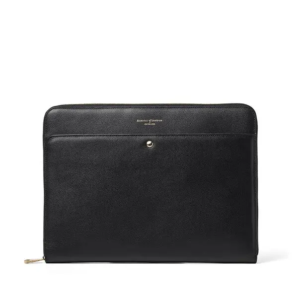 ASPINAL OF LONDON 16-inch Brook Street Folio In Moleskin Soft Saffiano - Black